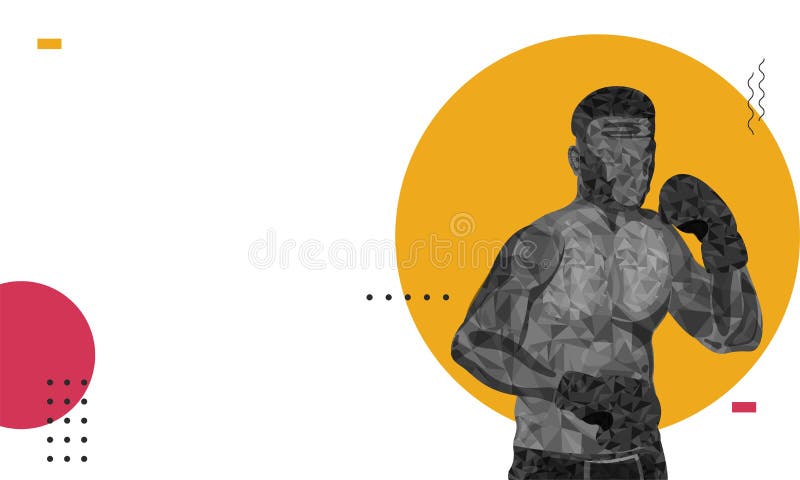 Portrait of Polygon Male Boxer Player Against Background Stock ...