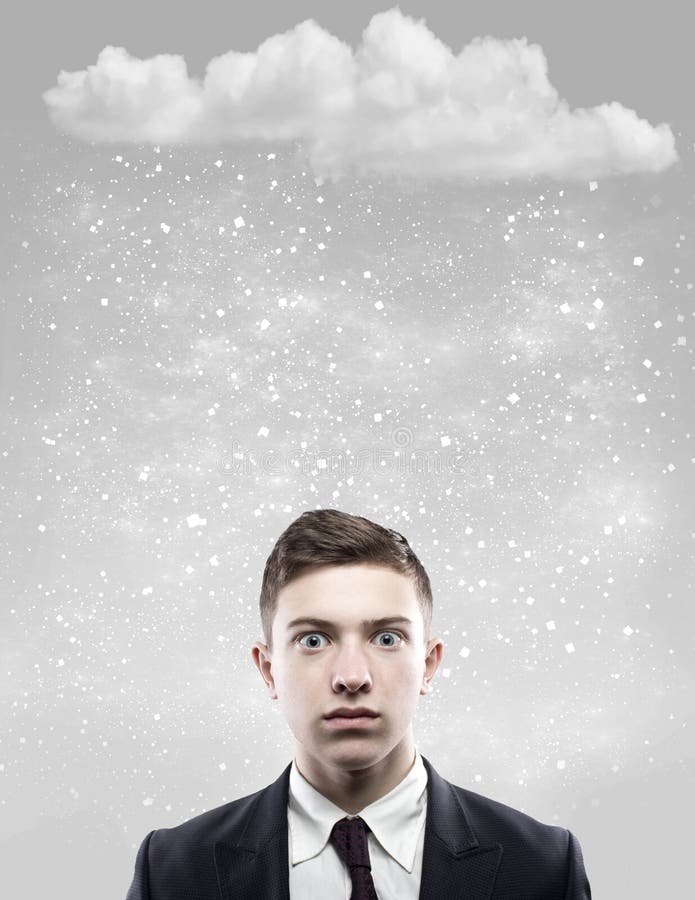 Portrait of a Pop-eyed Man with Snow Stock Photo - Image of confused ...