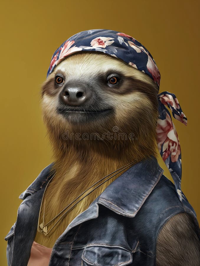 Portrait of a Posing Sloth. Stock Illustration - Illustration of forest ...