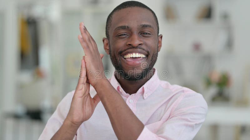 Portrait of Positive African Man Clapping, Appreciating Stock Photo ...