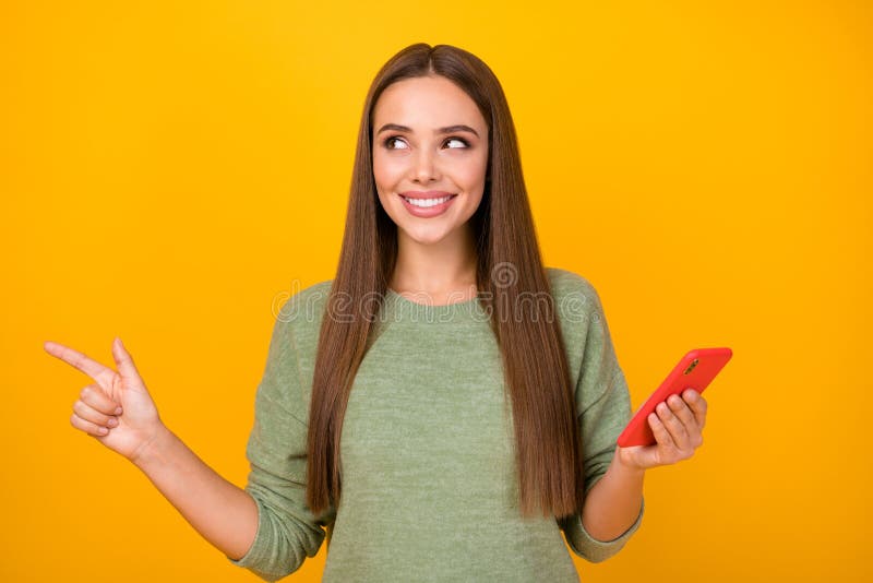 Portrait Of Positive Cheerful Girl Social Media Blogger Girl Use