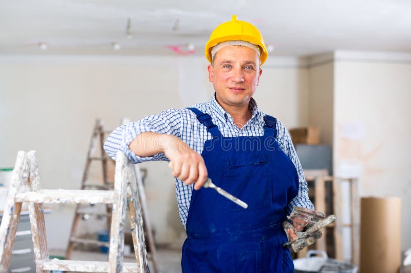 Portrait of Positive Man Builder with Tools Stock Photo - Image of tool ...