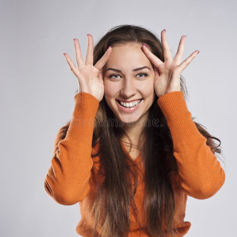 Portrait positive woman stock image. Image of attractive - 28137795