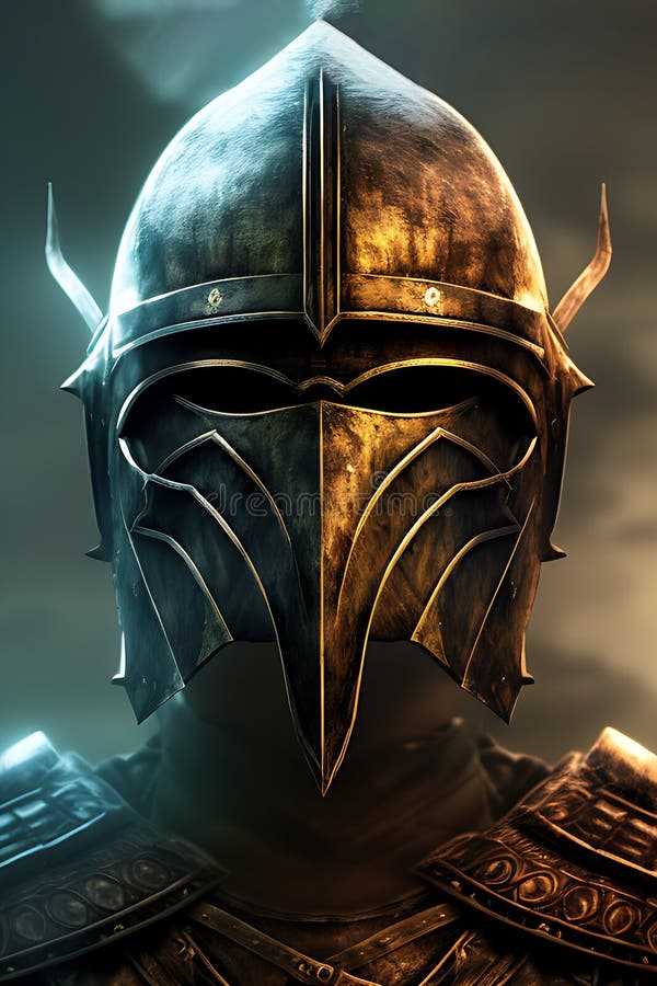 Portrait of a Post-apocalyptic Warrior in an Armored Helmet Stock ...