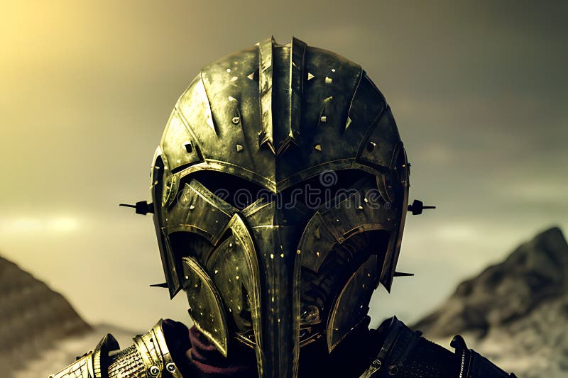 Portrait of a Post-apocalyptic Warrior in an Armored Helmet Stock ...