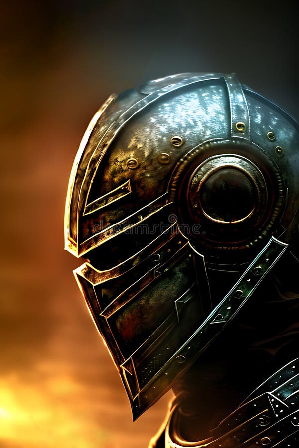 Portrait of a Post-apocalyptic Warrior in an Armored Helmet Stock ...