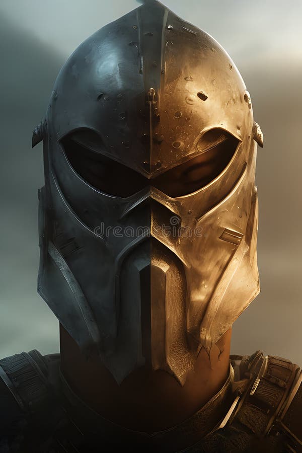 Portrait of a Post-apocalyptic Warrior in an Armored Helmet Stock ...