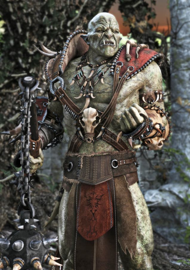 Portrait of a Powerful Armored Orc. Stock Illustration - Illustration ...