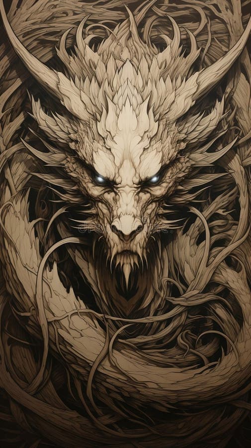 Portrait of a Powerful Mythical Dragon, with Sharp Features and a ...