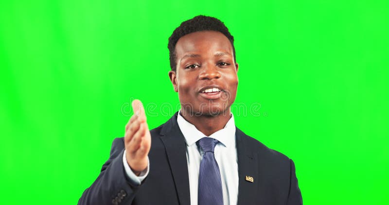 Portrait, Presentation and a Business Black Man on a Green Screen ...