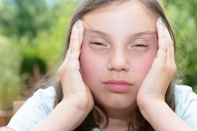 Portrait of Pretty Beautiful Young Girl Making Faces Stock Photo ...