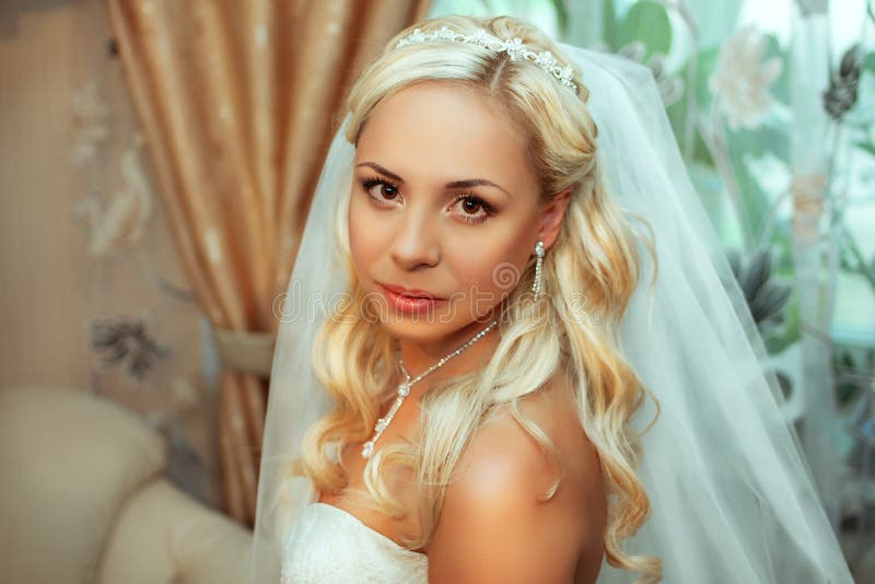 Portrait of pretty bride stock image. Image of head, glamorous - 37191695