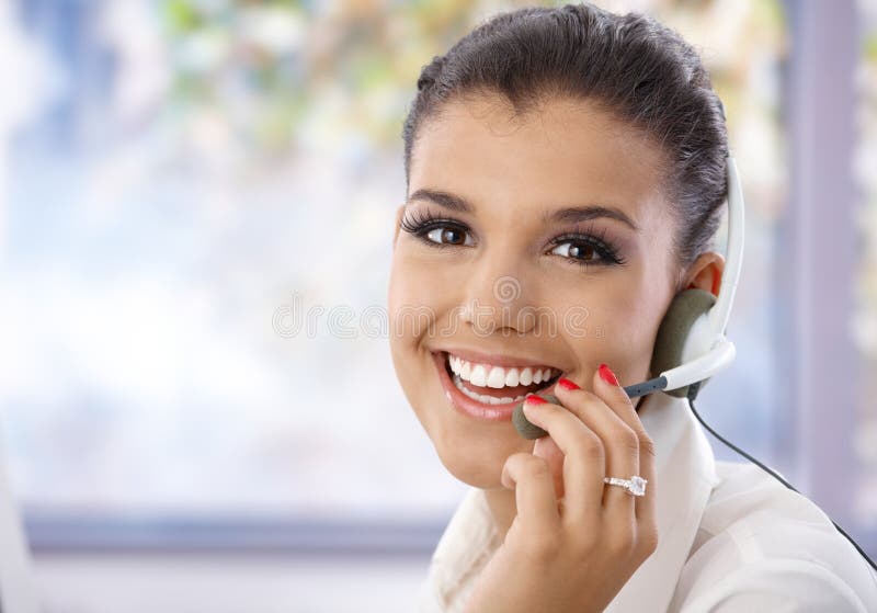Smiling Dispatcher with Headset Stock Photo - Image of face, american ...
