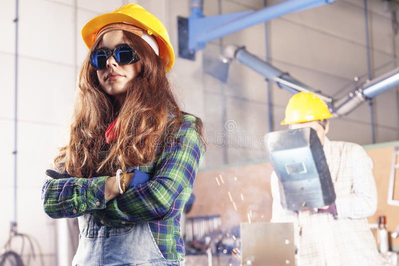 Portrait of Pretty Female Worker Stock Photo - Image of gloves, duty ...