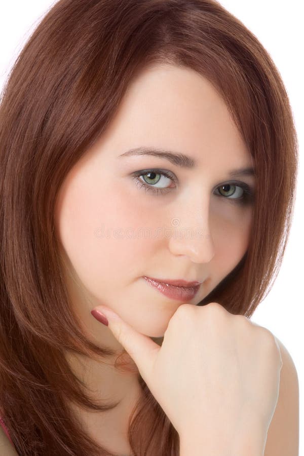 Portrait pretty girl look stock photo. Image of hand, face - 2074354