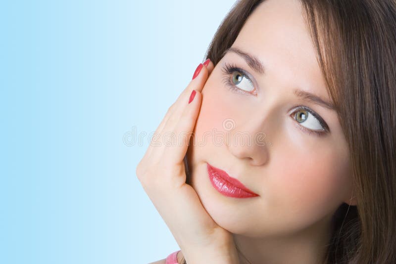 Portrait Pretty Girl Look Up Stock Photo - Image of allure, lovely: 2031554