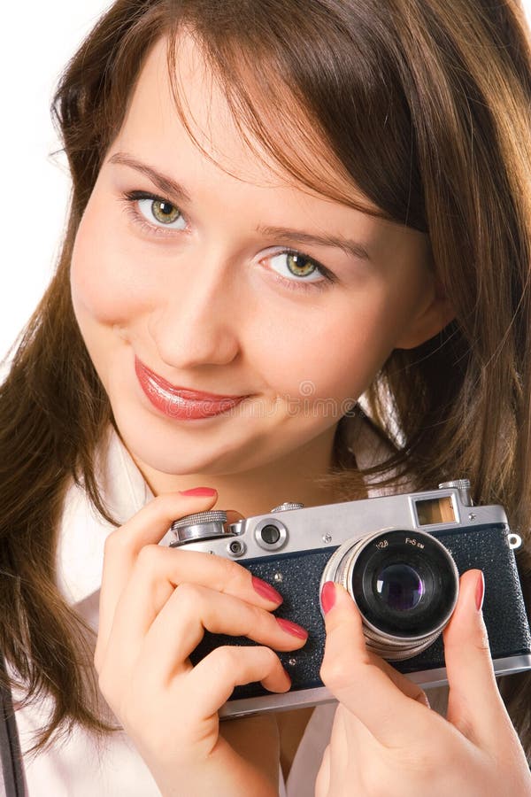 Portrait Pretty Girl with Photo Camera Stock Photo - Image of ...