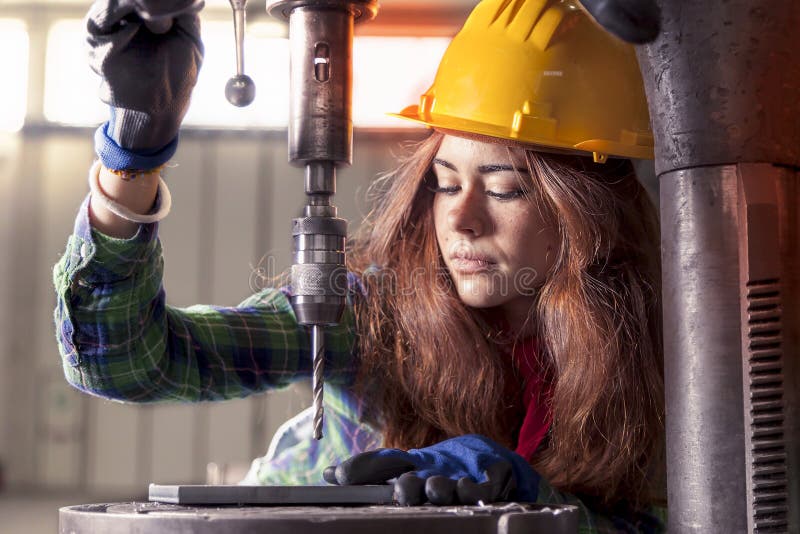 Portrait of Pretty Girl at Work Stock Image - Image of duty, engineer ...