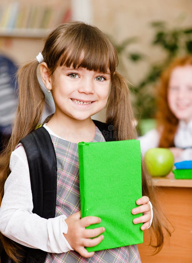 Portrait of Pretty Preschool Girl with Backpack Stock Photo - Image of ...