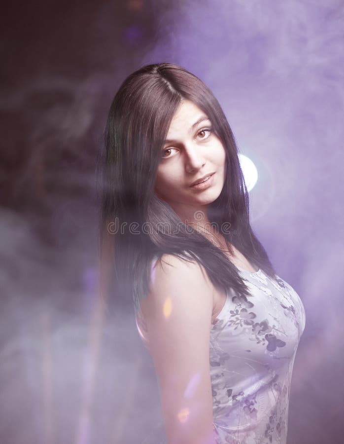 Portrait of a Pretty Young Woman. Effect of Clouds.isolated. Stock ...