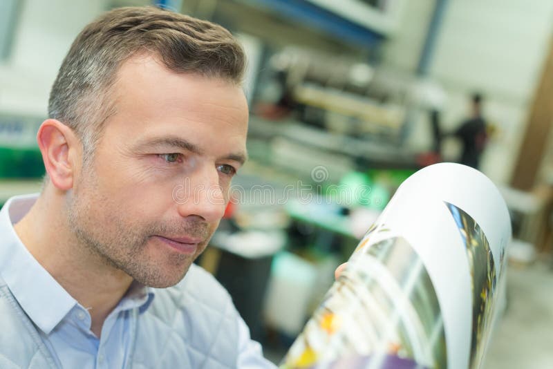 Portrait Printing Press Inspector Stock Image - Image of version ...