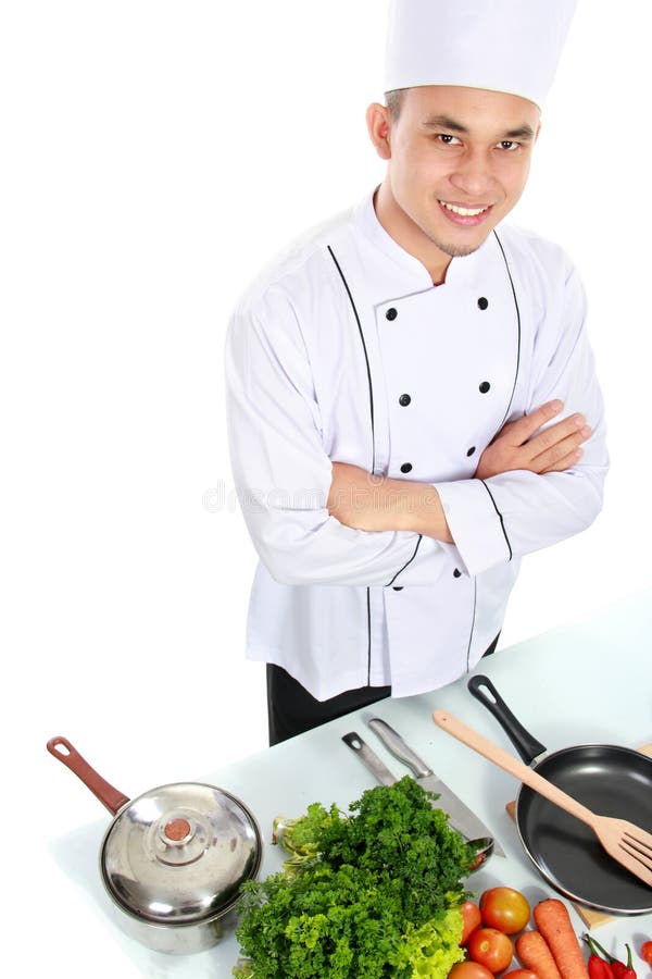 Chef with fresh ingredient stock photo. Image of male - 30014236