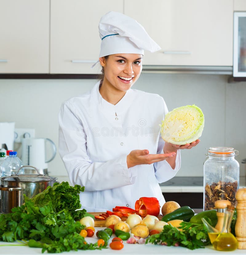Portrait of Professional Chef with Vegetables Stock Photo - Image of ...
