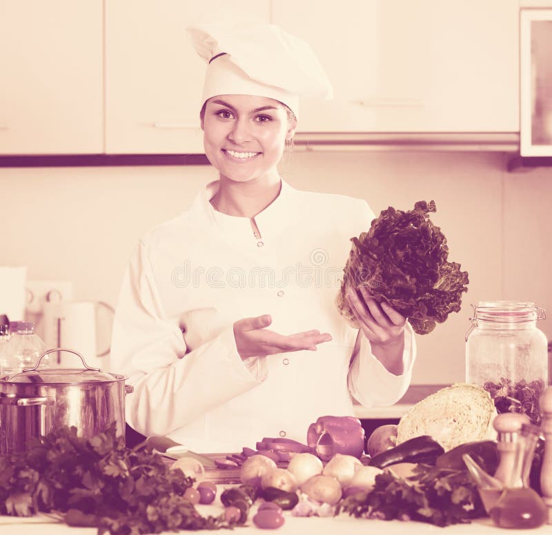 Portrait of Professional Chef with Vegetables Stock Image - Image of ...
