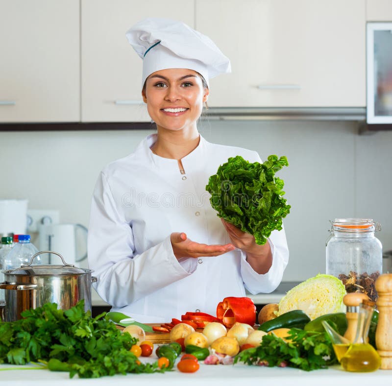 Portrait of Professional Chef with Vegetables Stock Image - Image of ...