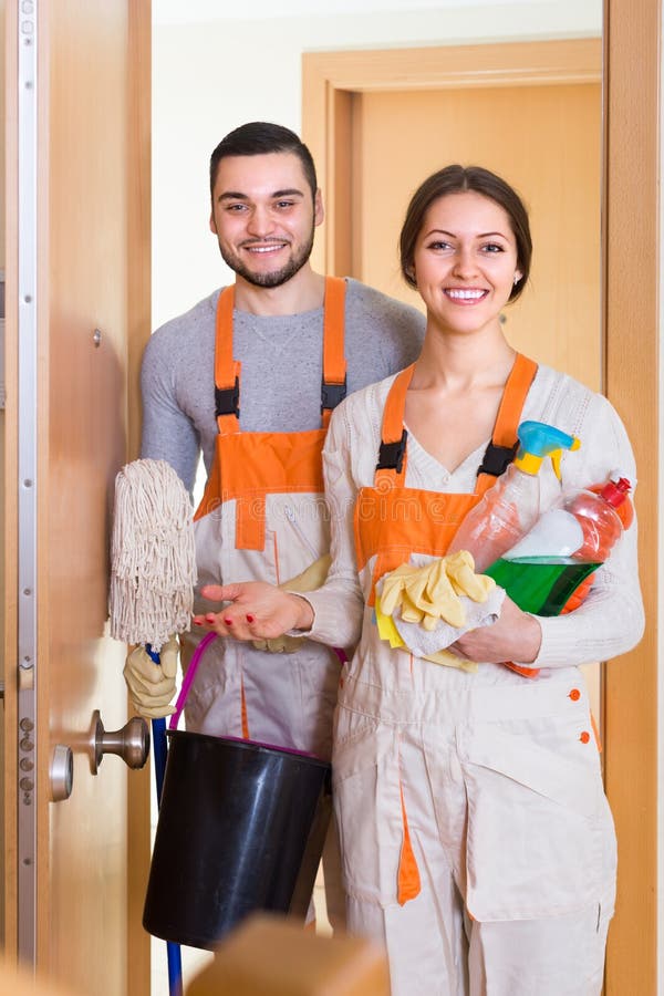 Portrait of Professional Cleaners Stock Image - Image of colleague ...