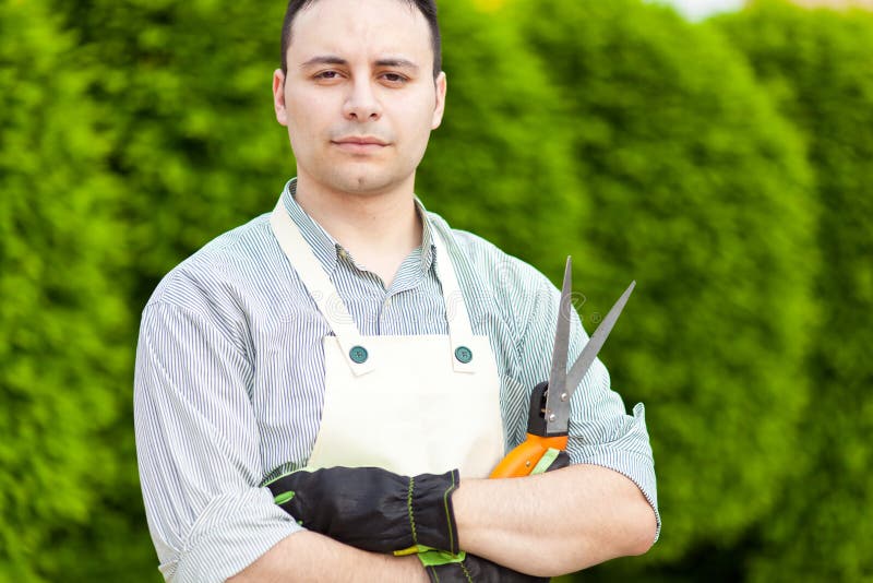 Portrait of a Professional Gardener Stock Image - Image of bush, trim ...