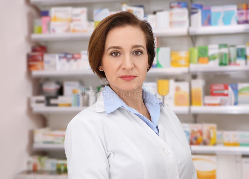 Portrait of Professional Pharmacist in Drugstore Stock Image - Image of ...