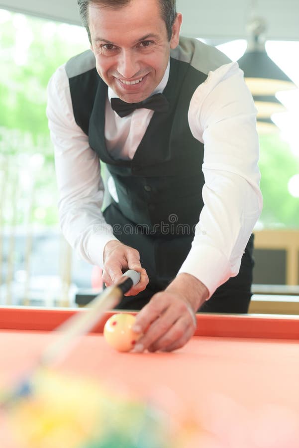 Portrait Professional Playing Snooker Stock Image - Image of physics ...