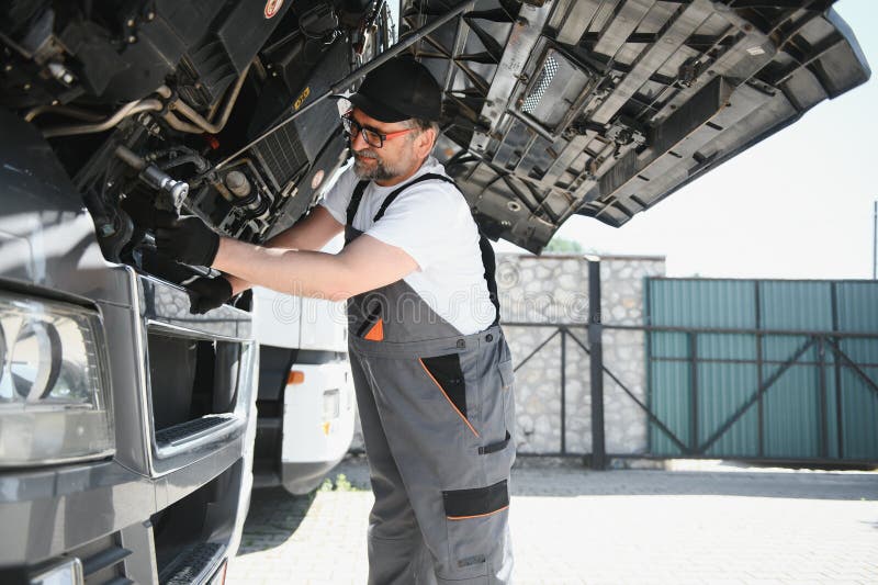 Portrait of Professional Truck Mechanic Stock Photo - Image of industry ...
