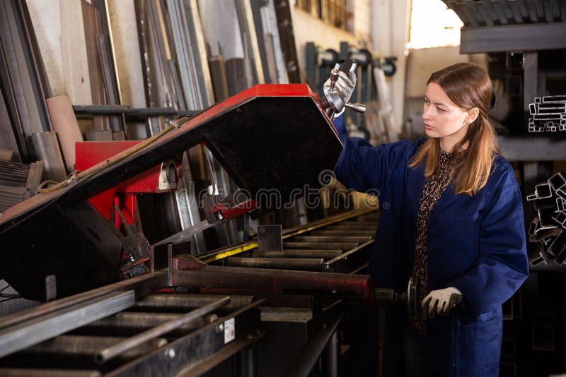 Professional Woman Worker during Work in Workshop Stock Image - Image ...