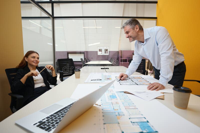 Portrait of Professional Workers Discuss in the Office Stock Image ...