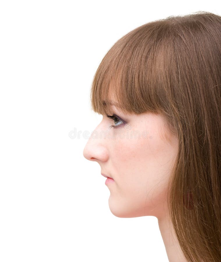 Profile Of Young Beautiful Woman Stock Photo - Image of hairstyle, head ...