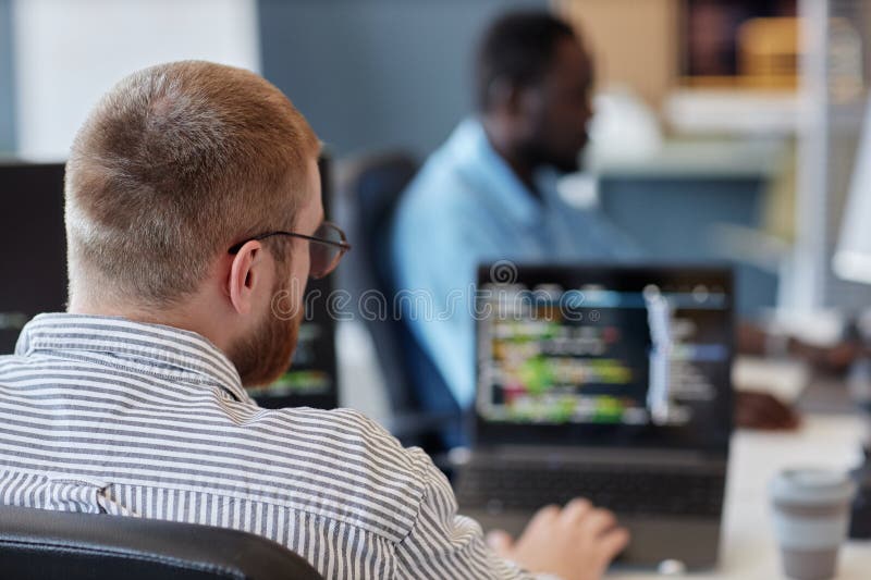 Portrait of Programmer Working on Code in Modern Office Stock Photo - Image of occupation, desk ...