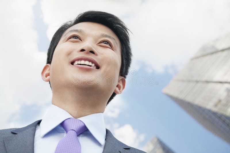 Portrait of Proud and Ambitious Businessman Looking Up Stock Image ...