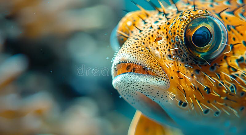 Portrait of a puffer fish stock image. Image of portrait - 335204435
