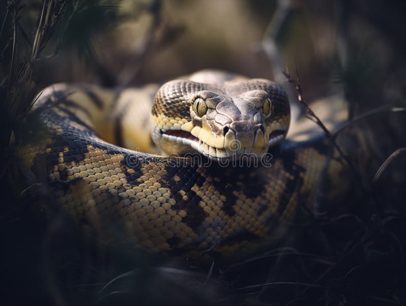 Portrait of a Python (Reticulated Python) in the Forest Stock ...