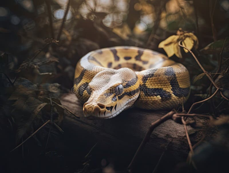 Portrait of a Python (Reticulated Python) in the Forest Stock ...