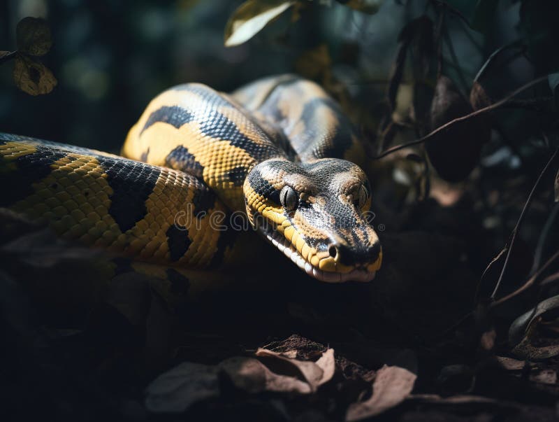 Portrait of a Python (Reticulated Python) in the Forest Stock ...