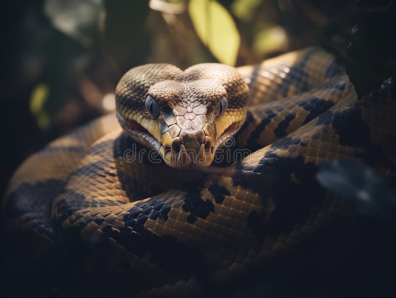 Portrait of a Python (Reticulated Python) in the Forest Stock ...