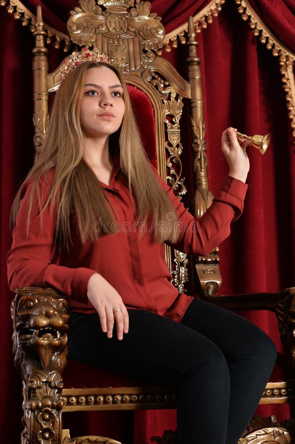 Portrait of Queen in Crown with Bell Stock Photo - Image of portrait ...