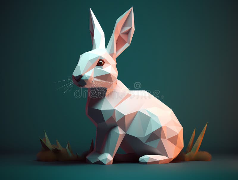 Portrait of a Rabbit in Low Poly Style, AI Generated Stock Illustration ...
