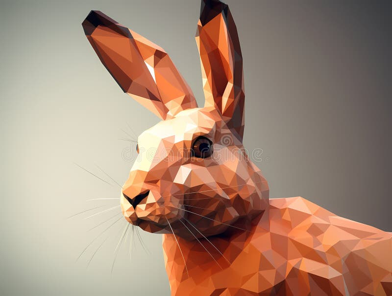 Portrait of a Rabbit in Low Poly Style, AI Generated Stock Illustration ...
