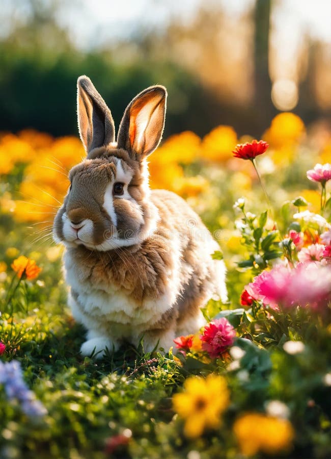 Portrait of a Rabbit in the Meadow. Selective Focus Stock Photo - Image ...