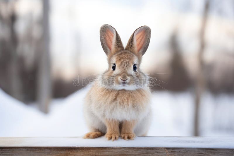 Portrait of a Rabbit in Winter in the Snow Stock Illustration ...