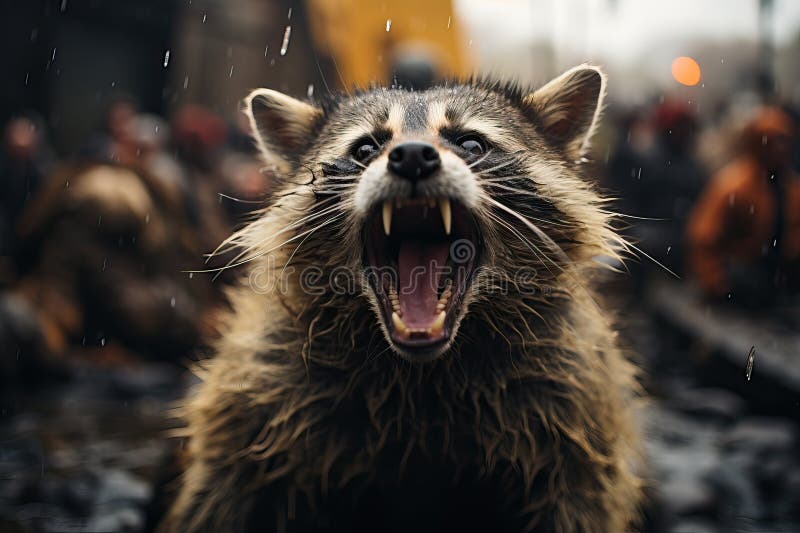 Portrait of a Rabid Raccoon. Stock Photo - Image of wildlife, ocean ...